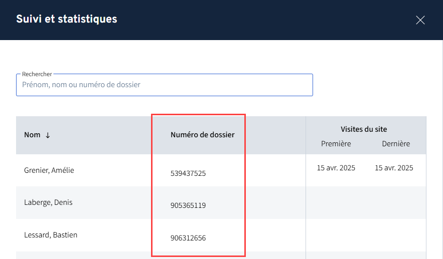 Centre d'aide Brio | Consulter le numéro de dossier
